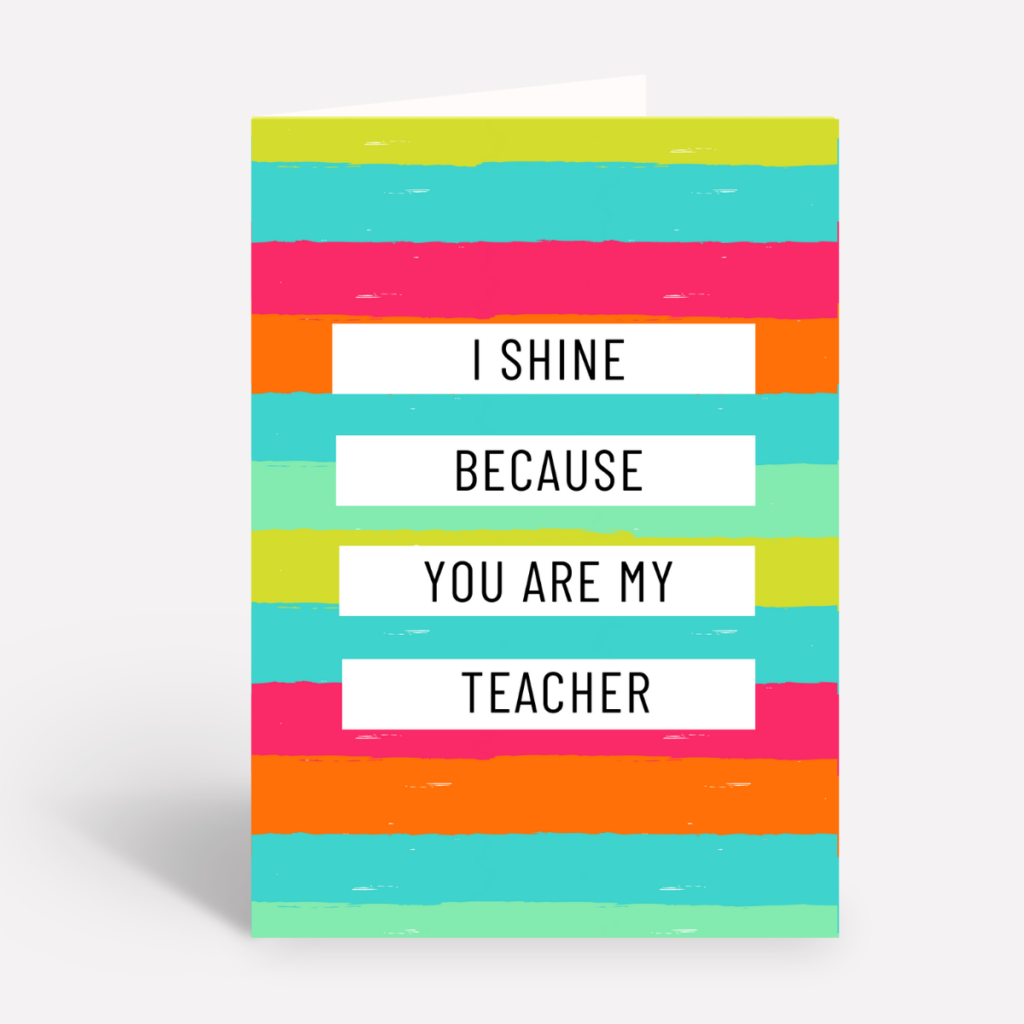 Teacher Thank You Card Printable Card Little Girl Shining