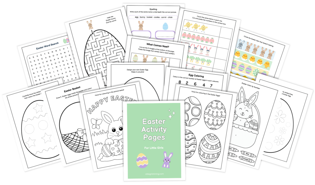 Easter Activity Pages for Little Girls - Little Girl Shining