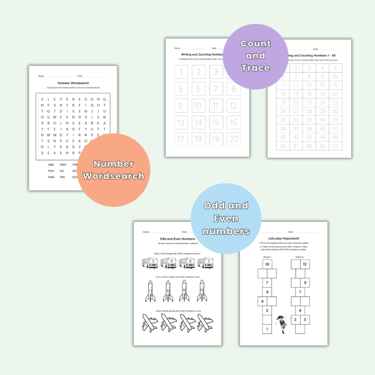 Numbers Worksheets for Preschool and Kindergarten - Little Girl Shining