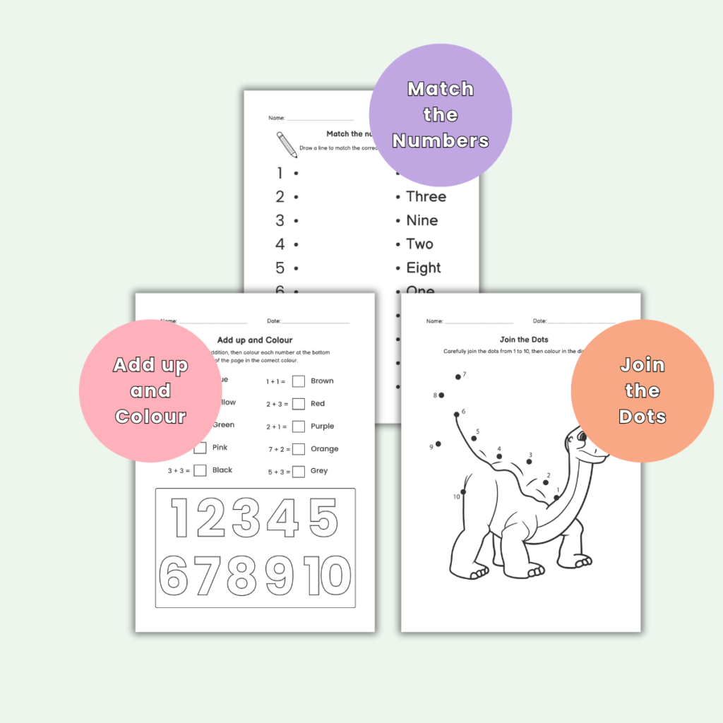 Numbers Worksheets for Preschool and Kindergarten - Little Girl Shining