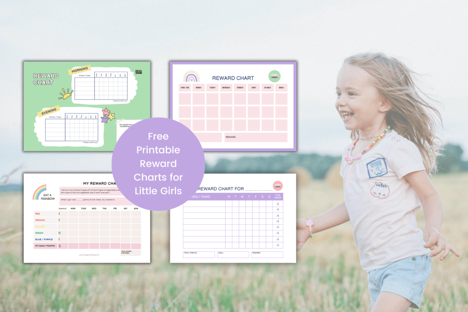 Free Printable Reward Charts for Little Girls - Little Girl Shining