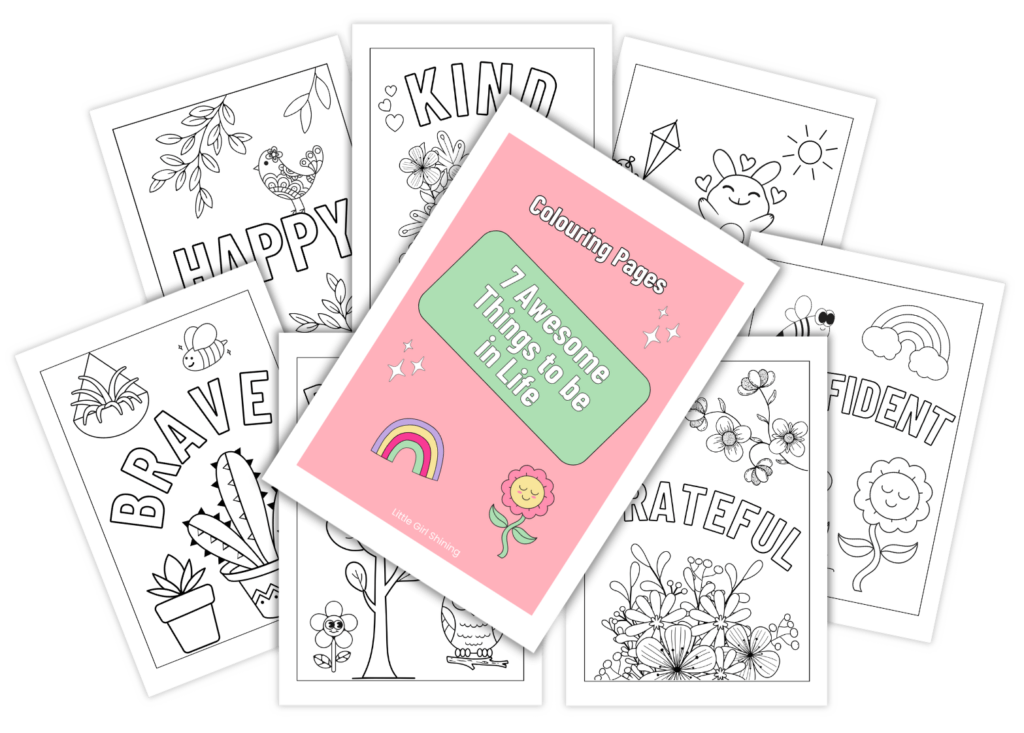 Positive Affirmation Colouring Sheets - Little Girl Shining