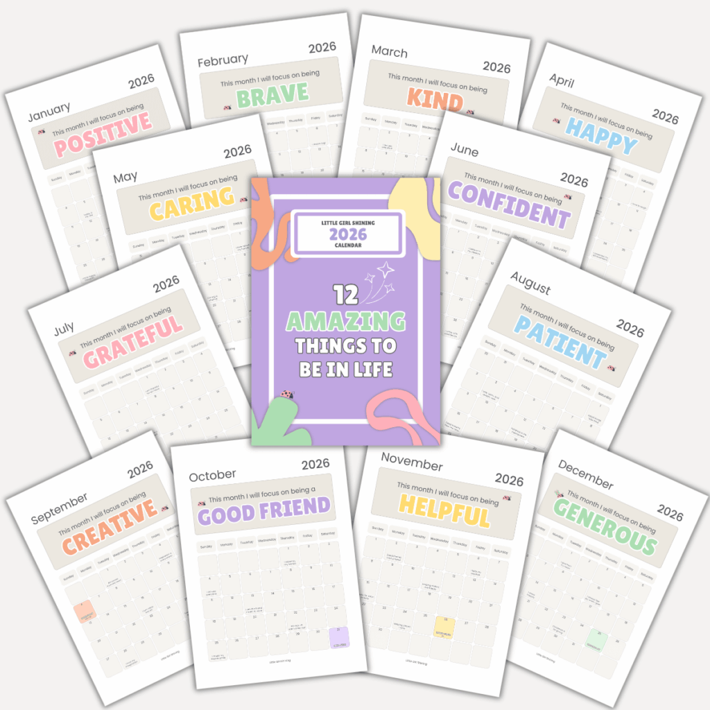 Printable 2026 Calendar for Little Girls – Inspirational & Confidence ...