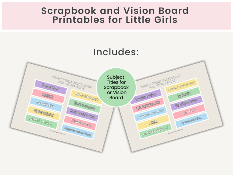 Scrapbook and Vision Board Printable Cards for Little Girls - Little ...