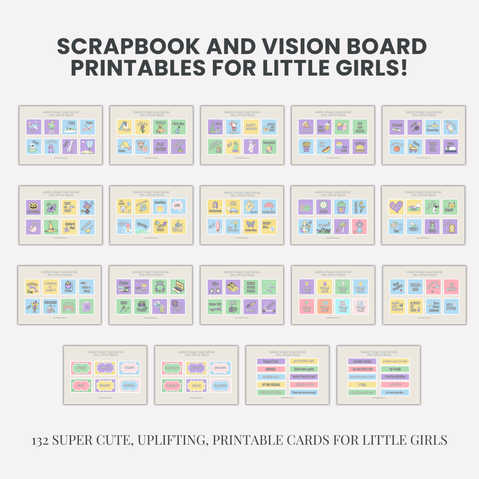Scrapbook and Vision Board Printable Cards for Little Girls - Little ...