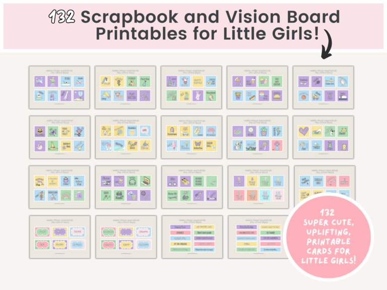 Scrapbook and Vision Board Printable Cards for Little Girls - Little ...