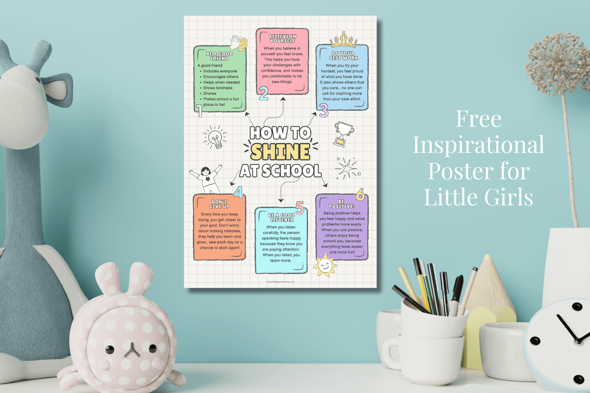 Inspirational Poster for Little Girls - How to Shine at School - Little ...