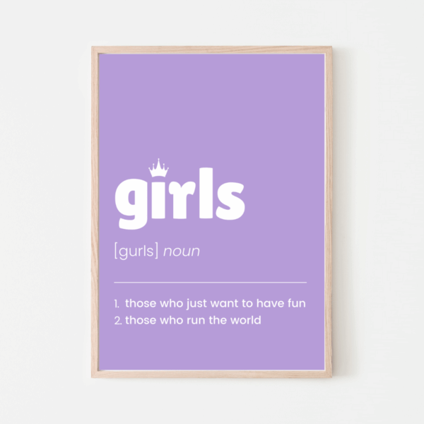 Definition of Girls – Uplifting Wall Art Print in Purple - Little Girl ...